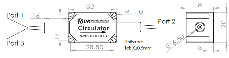 Compact size TGG Based PM Optical Circulator-980/1030/1040/1050/1064nm - DK- PHOTONICS